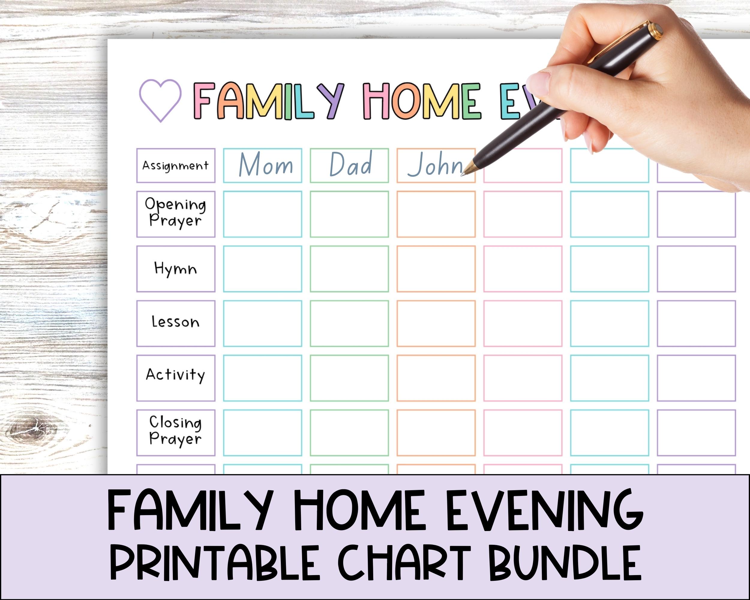 Printable Family Home Evening Chart: Editable FHE Assignments (digital ...