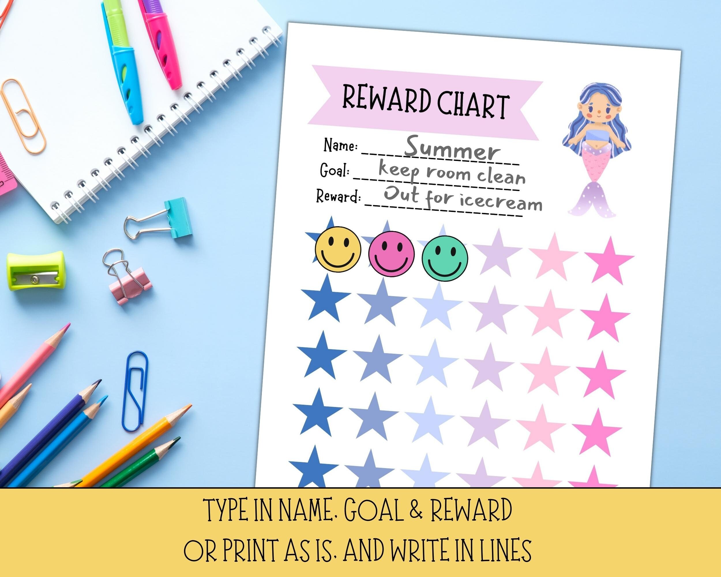 Editable Reward Chart for Kid Sticker Chart Positive Behavior Toddler ...