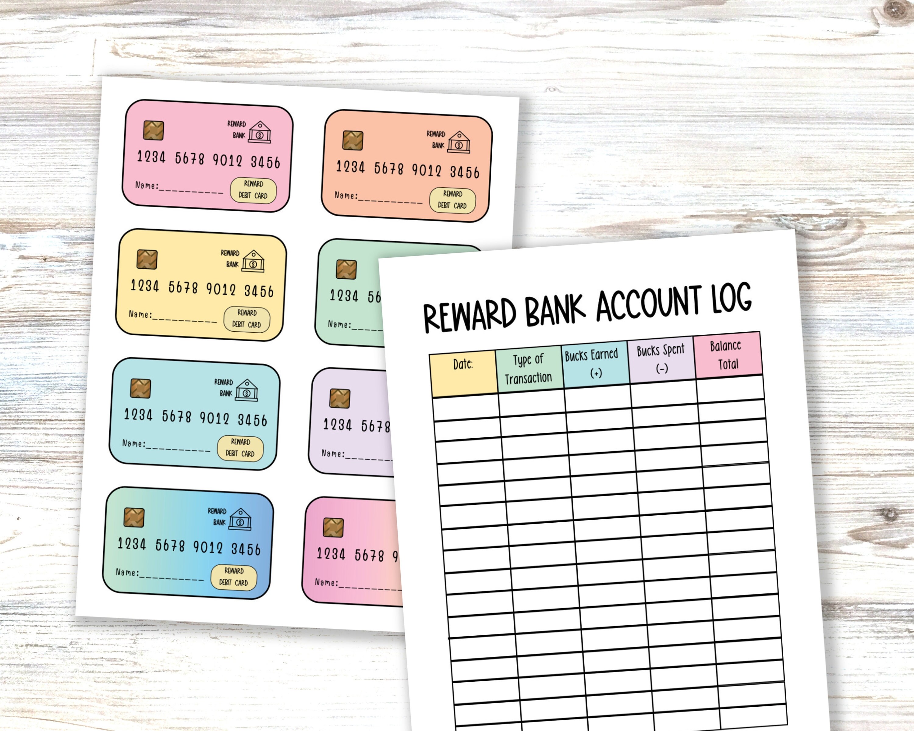 Reward Punch Card, Allowance Ledger, Behavior Sticker Chart, Printable ...