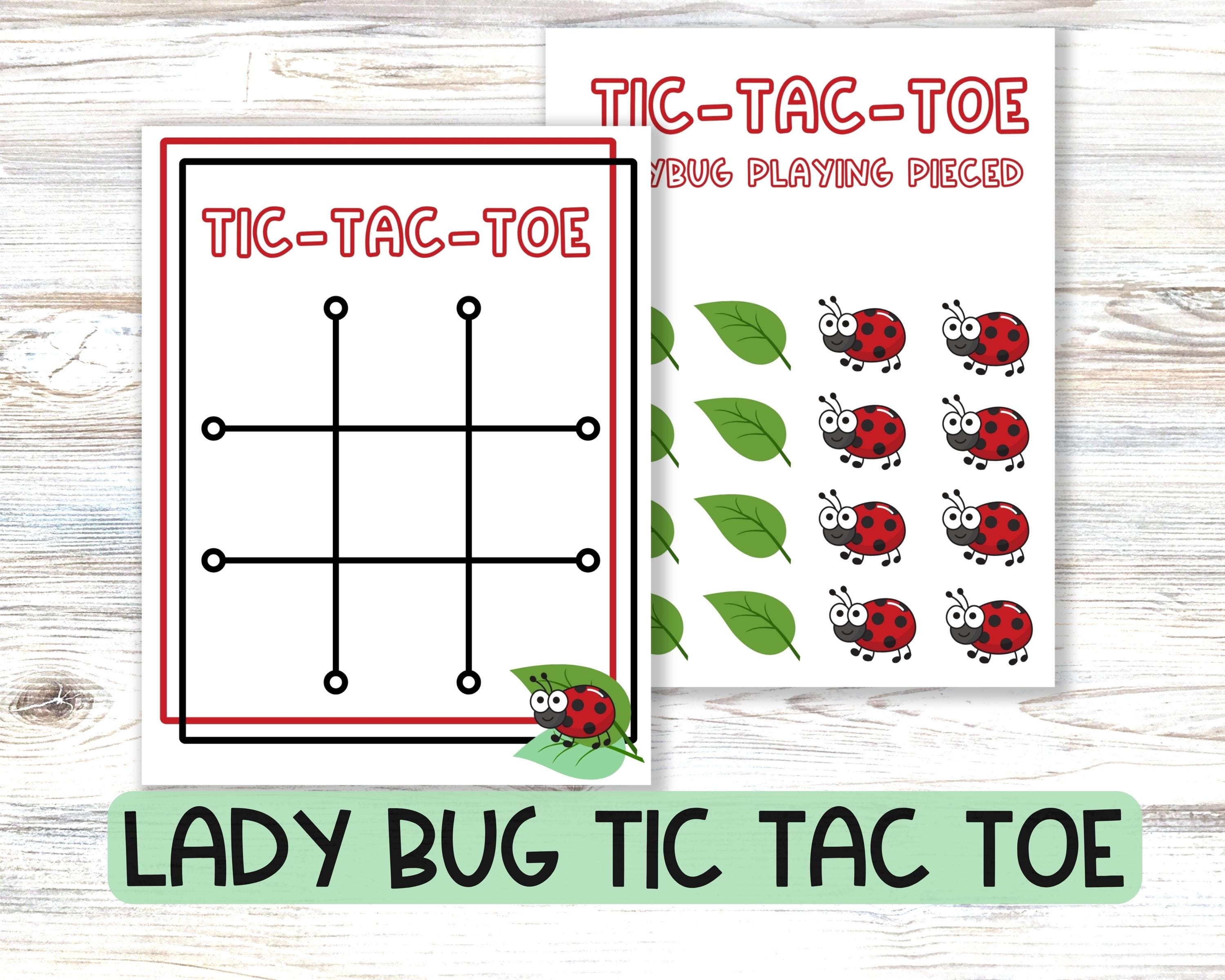 Tic Tac Toe Game Printable Board and Pieces, Leaf and Ladybug Tic Tac ...