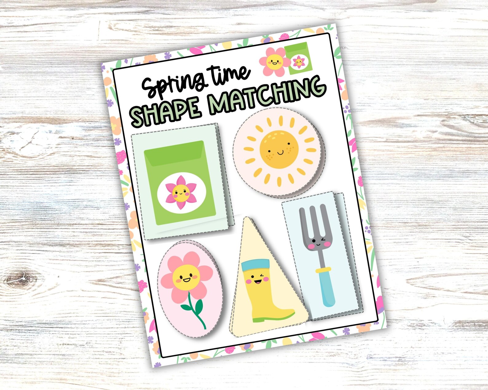 Spring Matching Game for Preschool Learning Shape Cut-outs and Color ...