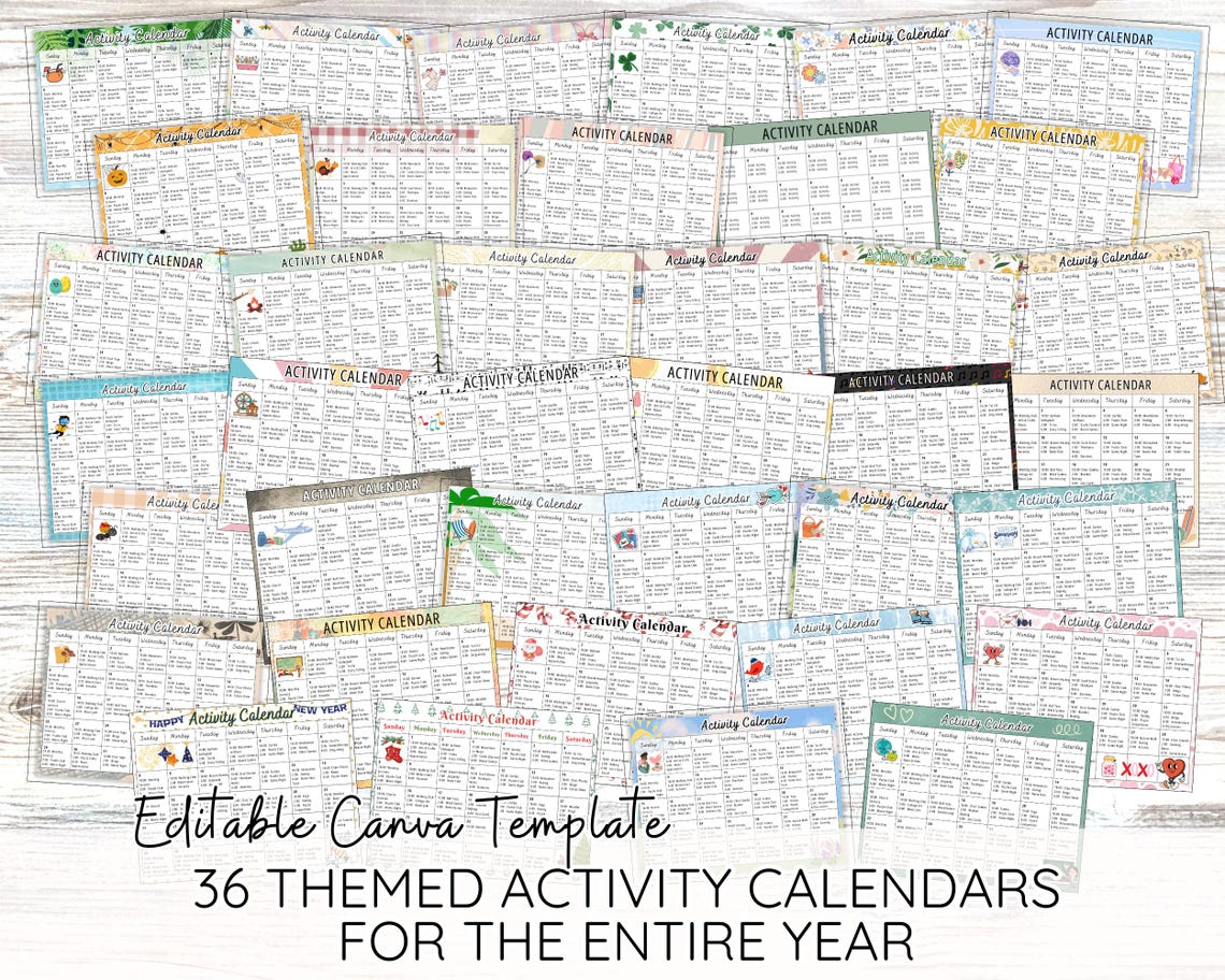 Activity Calendar Canva Template for Recreation Director, Bulletin ...