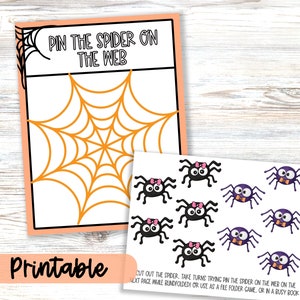 Halloween Party Pin the Tail Game for Kids, Pin Spider on Web ...