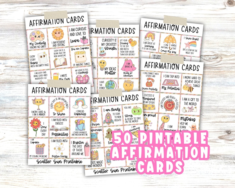 Daily Affirmation Cards for Kids, Back to School Quote Cards, Lunch Box ...
