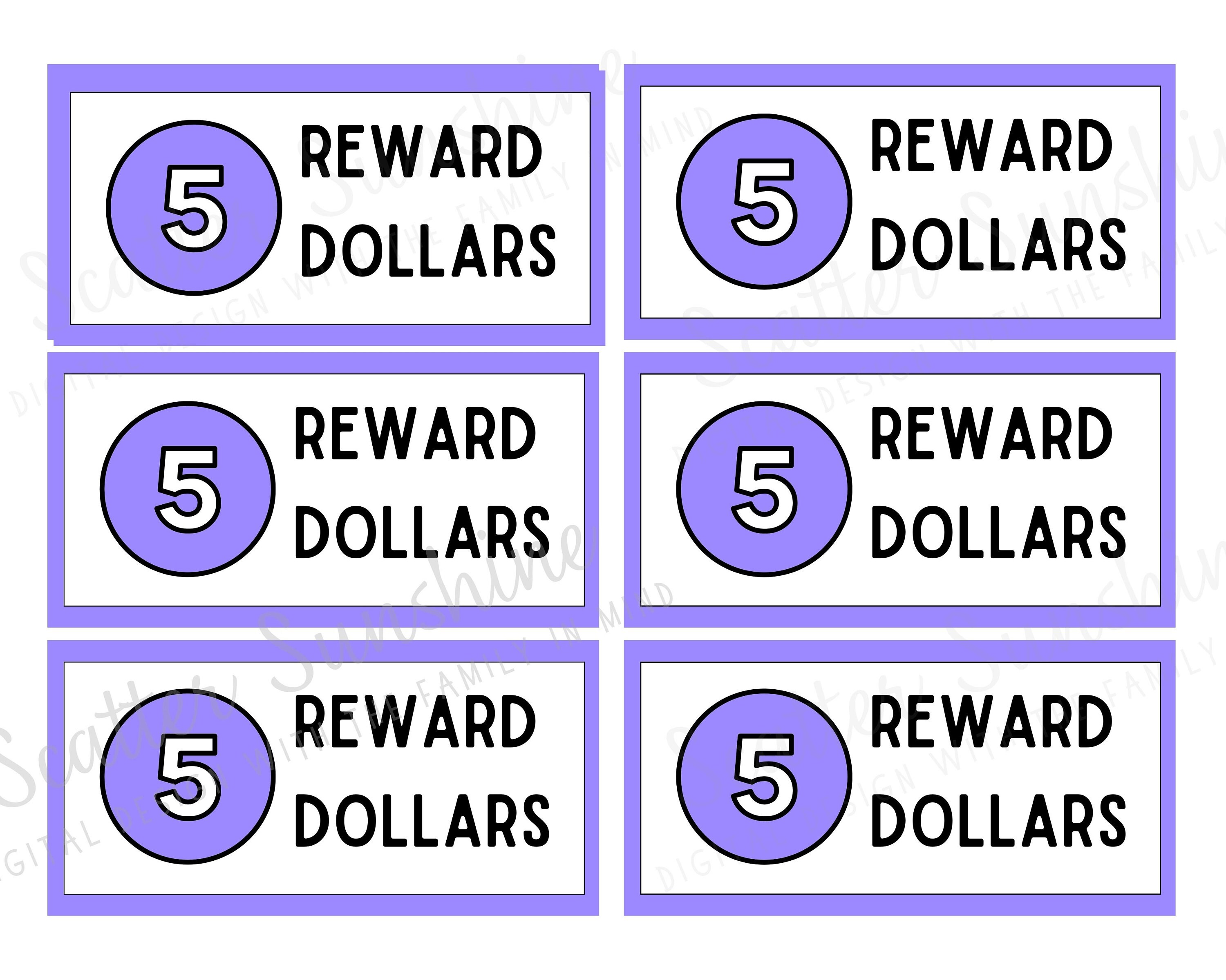 Reward Dollar Reward Money Good Behavior Reward System for - Etsy