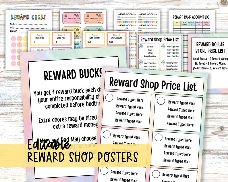 Reward Punch Card, Allowance Ledger, Behavior Sticker Chart, Printable ...