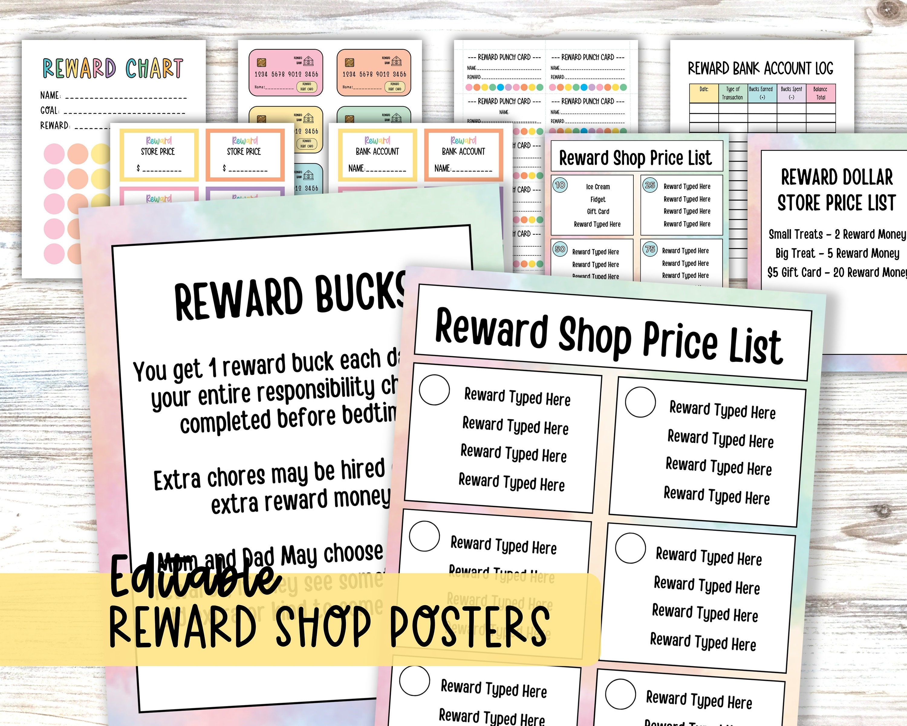 Reward Punch Card, Allowance Ledger, Behavior Sticker Chart, Printable ...