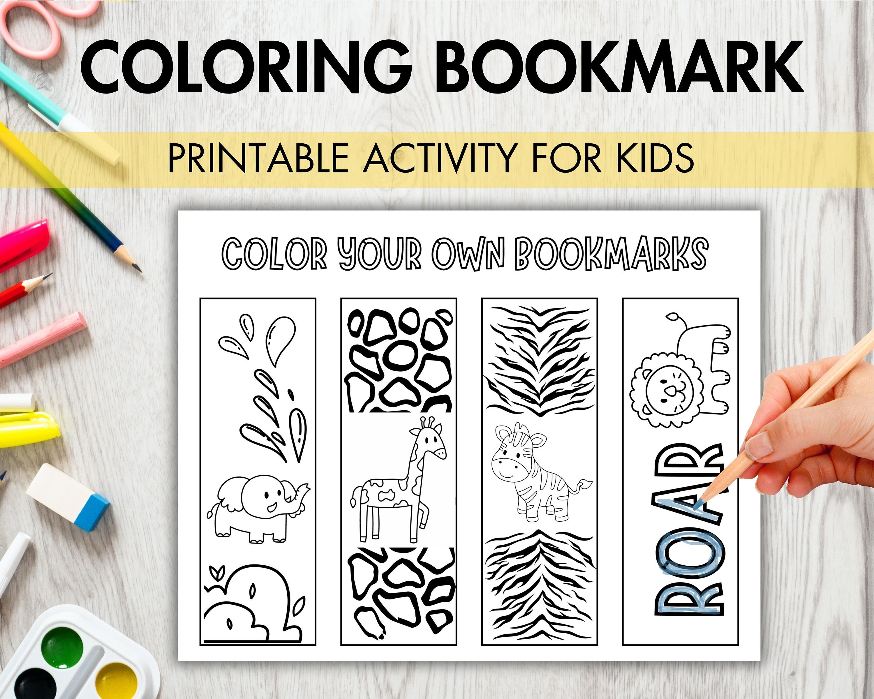 Jungle Bookmark Set Animal Theme Birthday Party Favor, Toddler & Kids ...