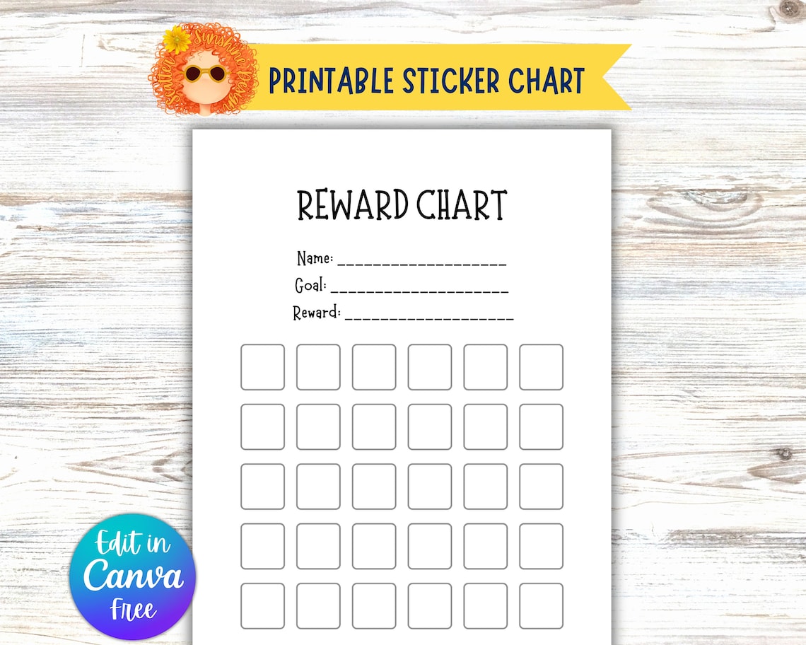 Editable Reward Chart for Kid Sticker Chart Positive Behavior - Etsy UK