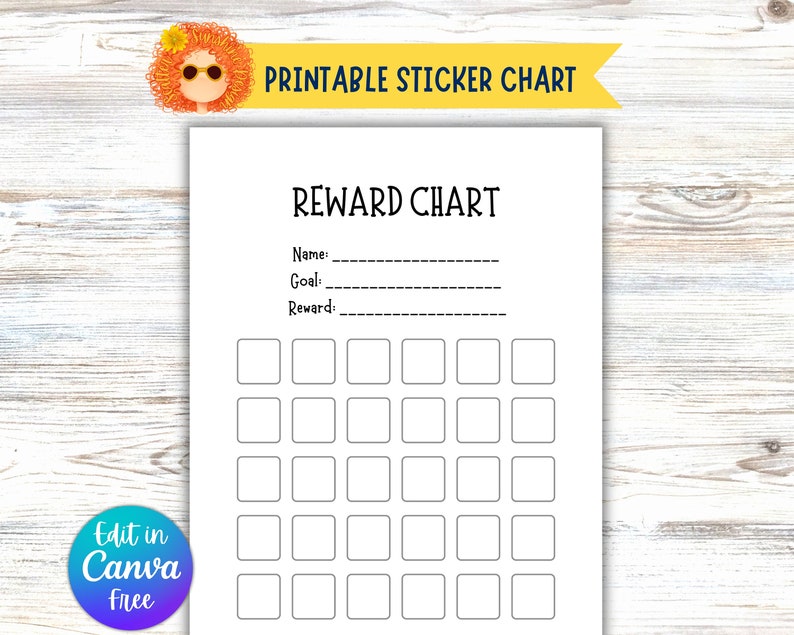 Editable Reward Chart for Kid Sticker Chart Positive Behavior - Etsy