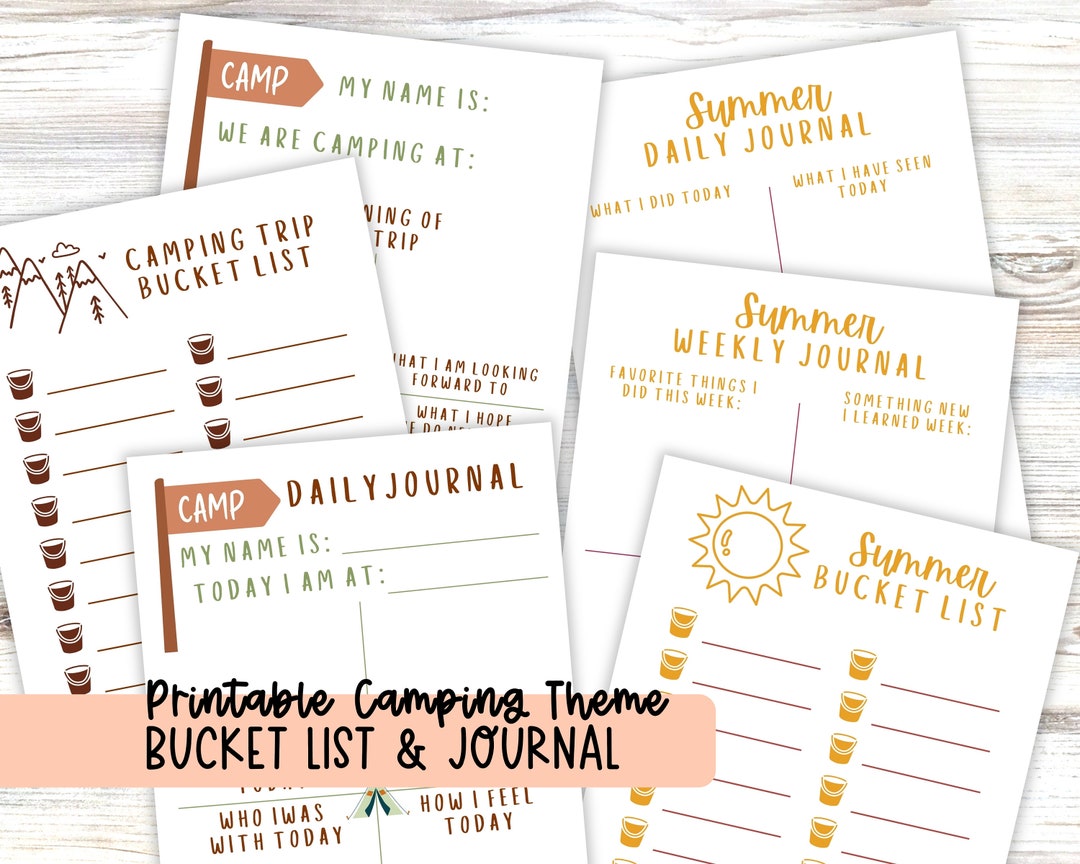 Printable Bucket List & Summer Camp Reflection Prompted Journal for ...
