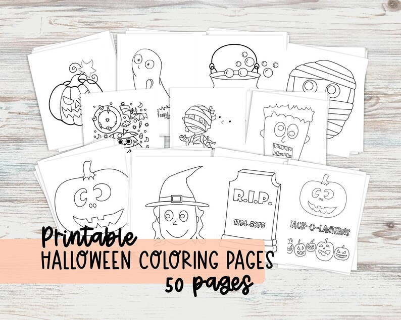 Printable Halloween Coloring Pages Coloring Book Kid's Activity 50 ...