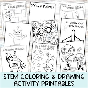 STEM Coloring Page Bundle, Bookmark, Trace & Copy Image, Color by ...