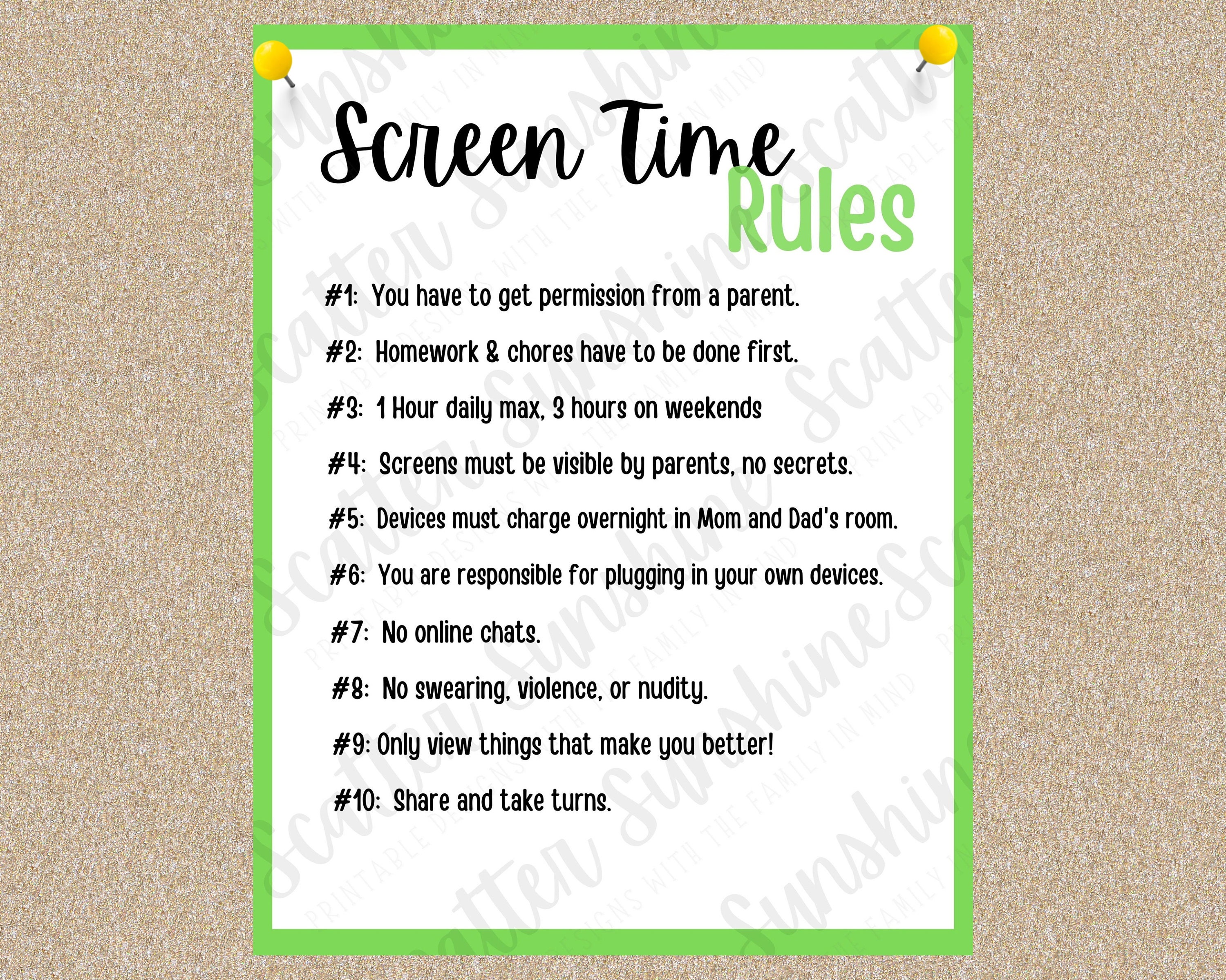 Family Rules for Screen Time. Guidelines for Kids and Teens - Etsy UK