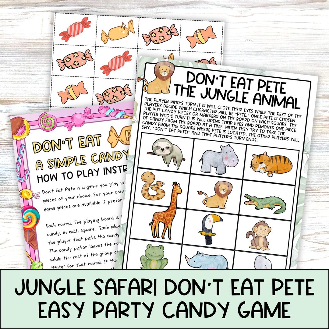 Don't Eat Pete, Jungle Animal and Planets Outer Space Theme Easy Candy ...