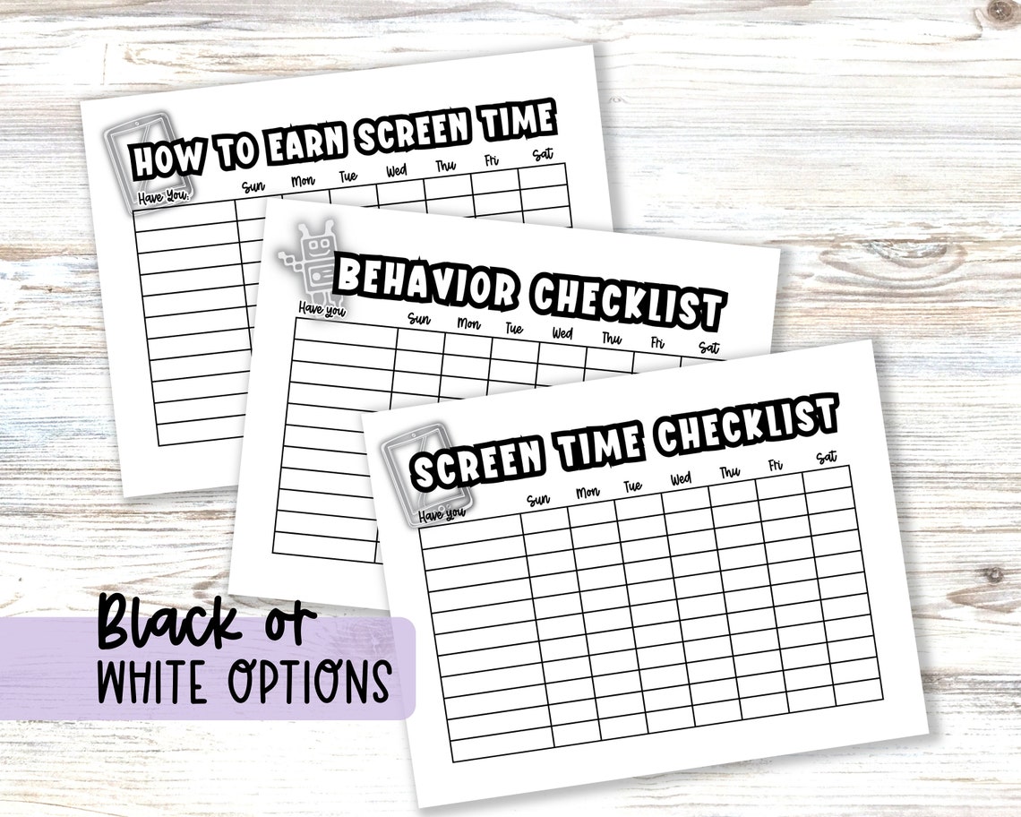 Earn Screen Time Sticker Chart, Good Behavior Checklist, Weekly Routine ...