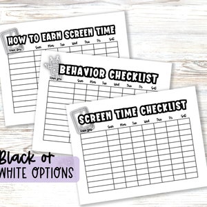 Earn Screen Time Sticker Chart, Good Behavior Checklist, Weekly Routine ...