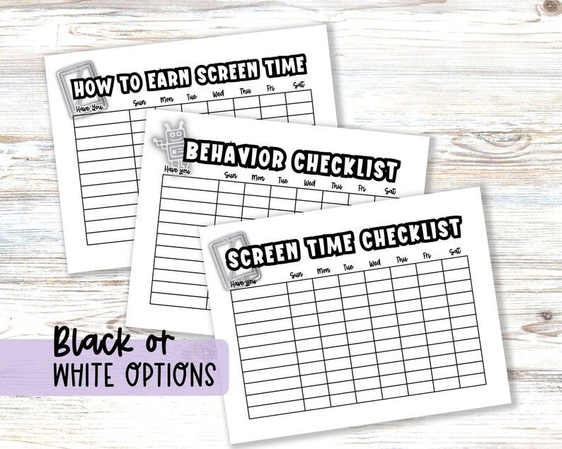 Earn Screen Time Sticker Chart, Good Behavior Checklist, Weekly Routine ...