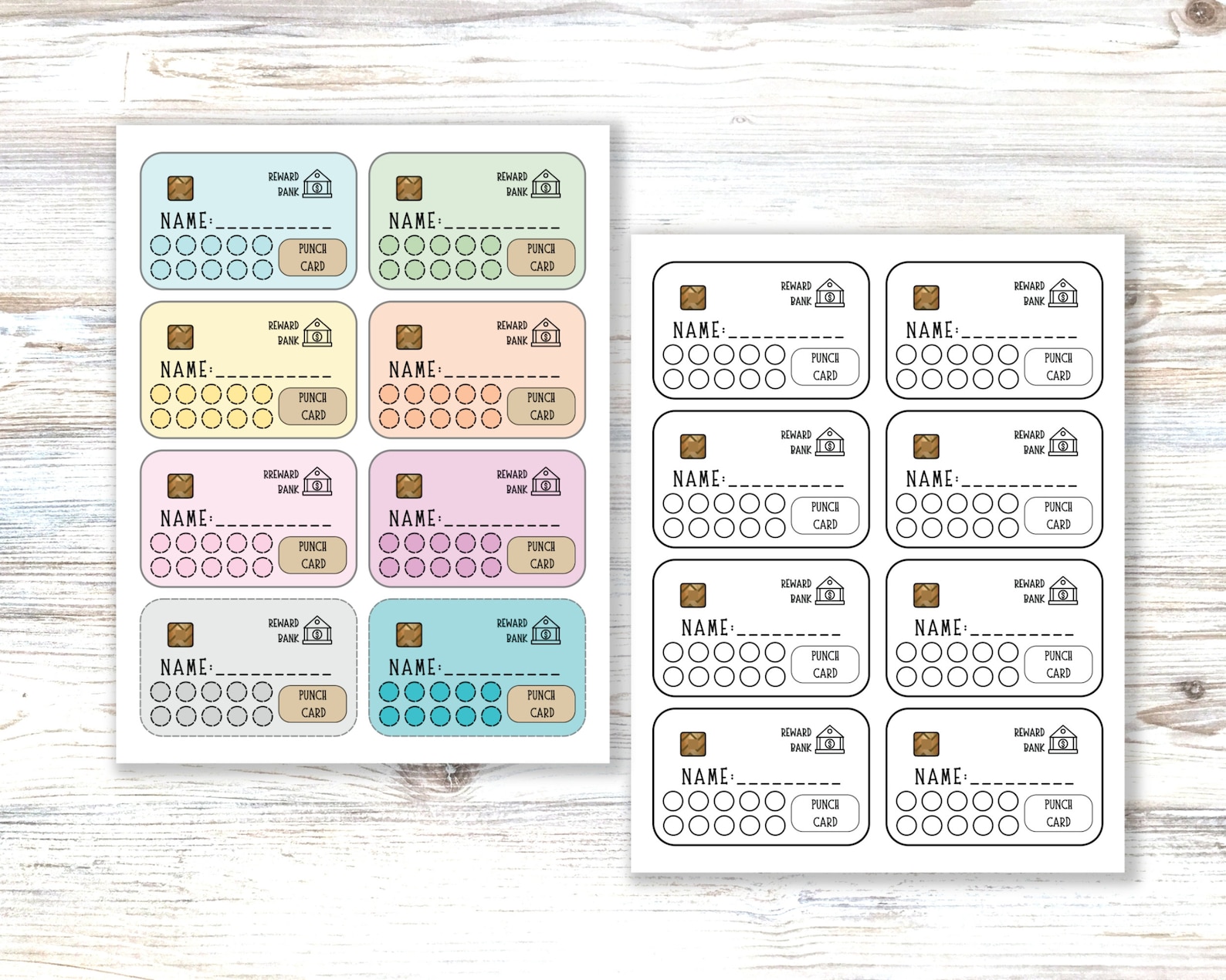 Reward Punch Card, Printable Reward System for Kids, Play Debit Card ...
