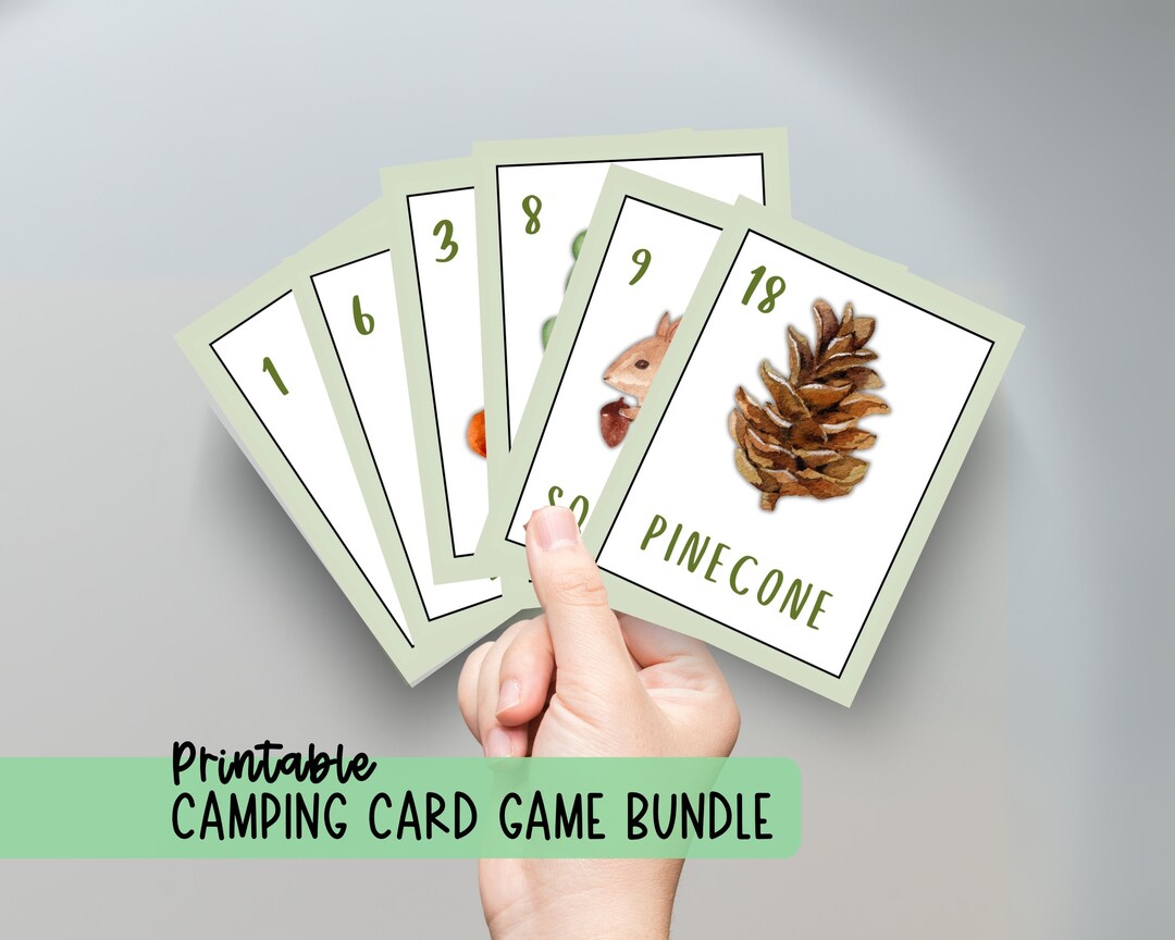 Camping Game Bundle: Bingo Boards Calling Cards, Traditional Card Deck ...