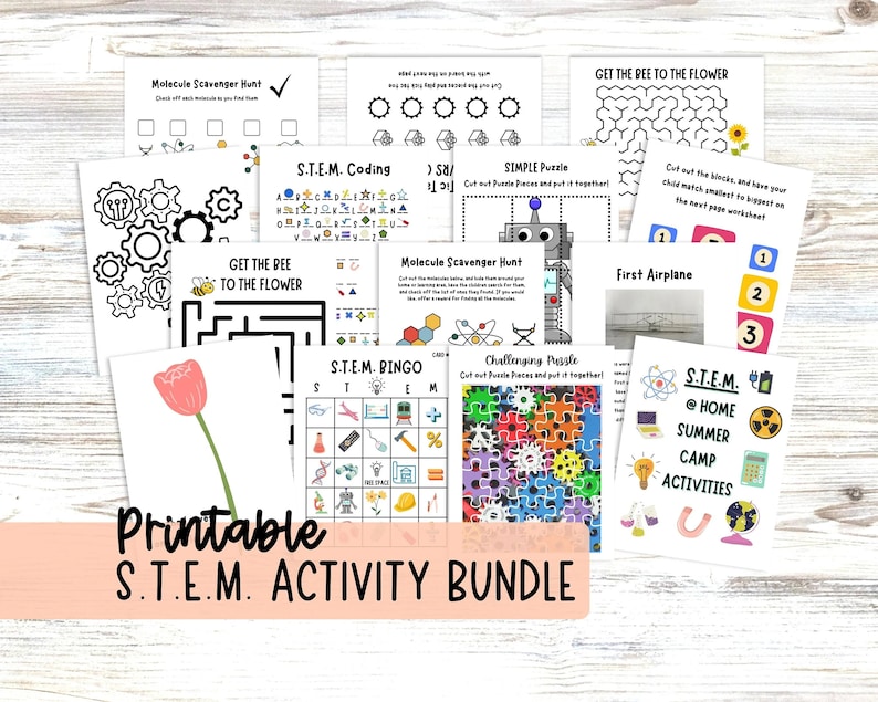STEM Learning Activities Bundle for Kids Printable Math Game ...