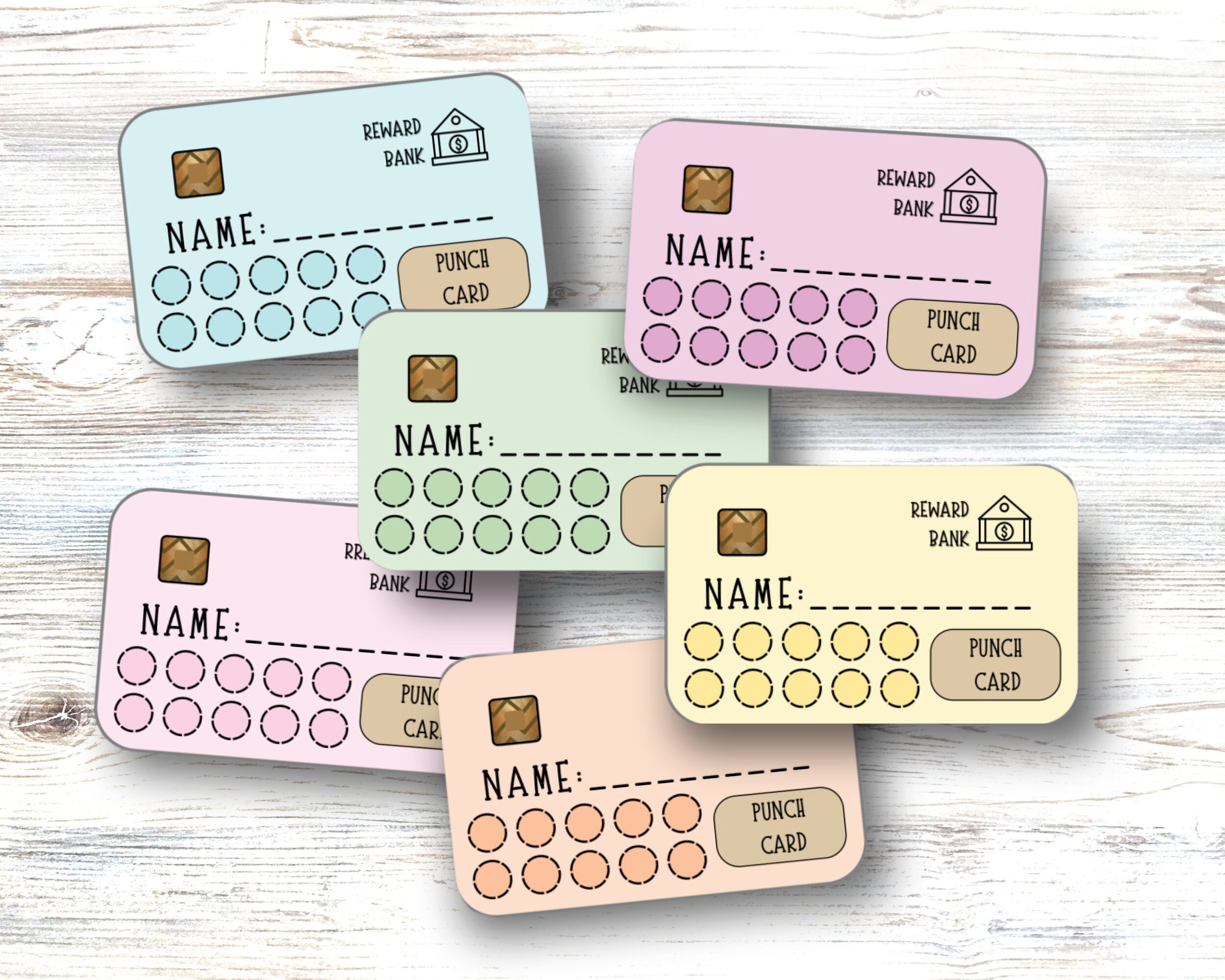 Reward Punch Card, Printable Reward System for Kids, Play Debit Card ...