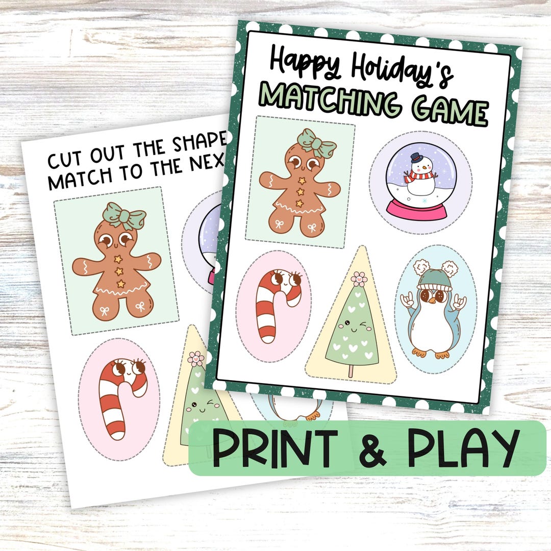 Christmas Shape Matching Holiday Game and Coloring Bookmark Printable ...