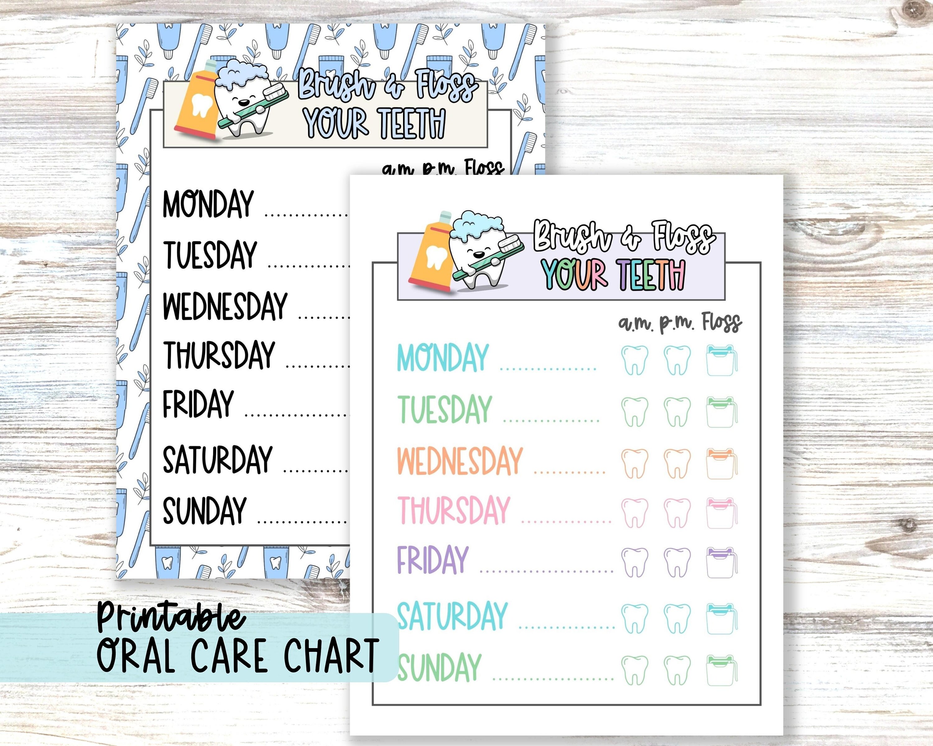 Oral Care Guidelines for Brushing Teeth, Printable Instruction Poster ...