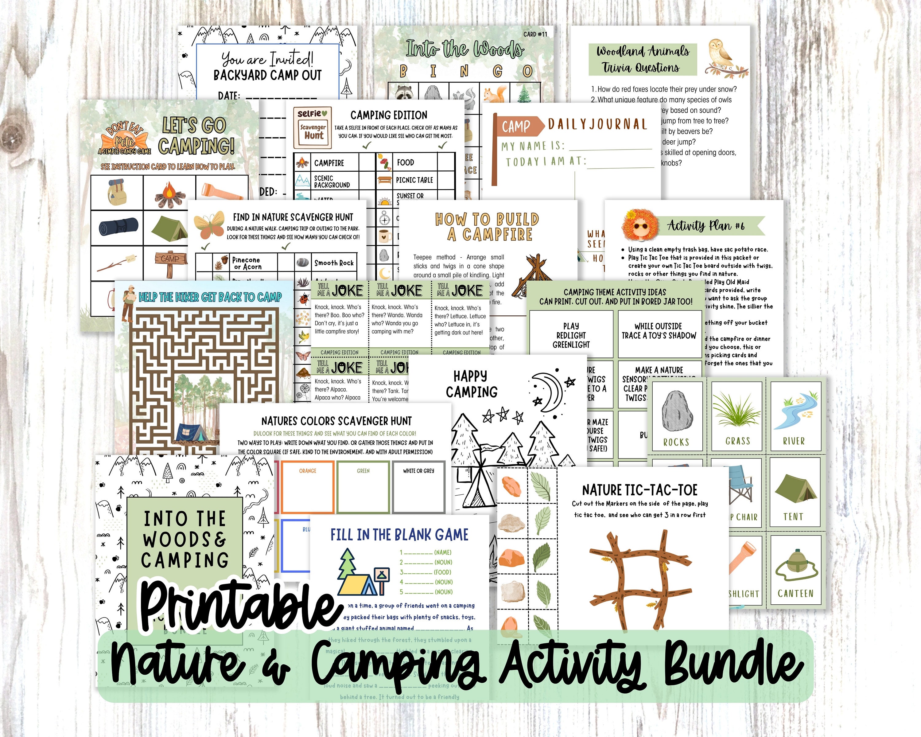 DIY Summer Camp Printable Camping Activities Things to Do While Camping ...