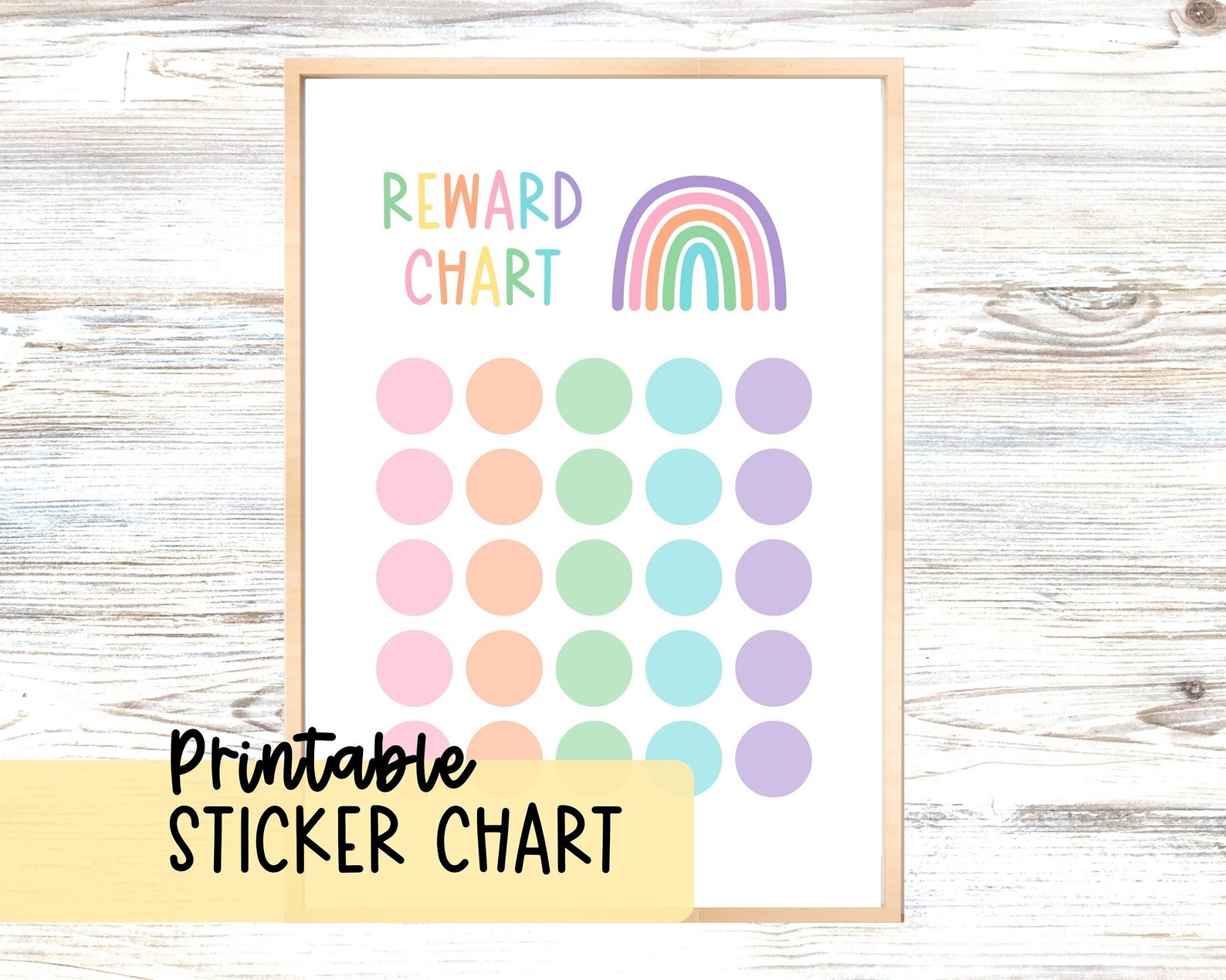Printable Rainbow Reward Chart for Kid Sticker Chart Positive Behavior ...