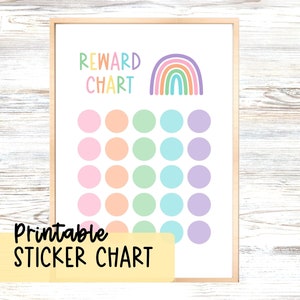Printable Rainbow Reward Chart for Kid Sticker Chart Positive Behavior ...