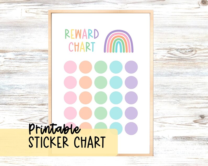 Printable Rainbow Reward Chart for Kid Sticker Chart Positive Behavior ...