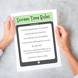 Screen Time Rules Editable Template, Screen Safety Rules Families and ...