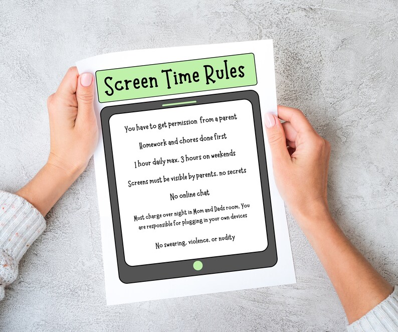 Screen Time Rules Editable Template, Screen Safety Rules Families and ...