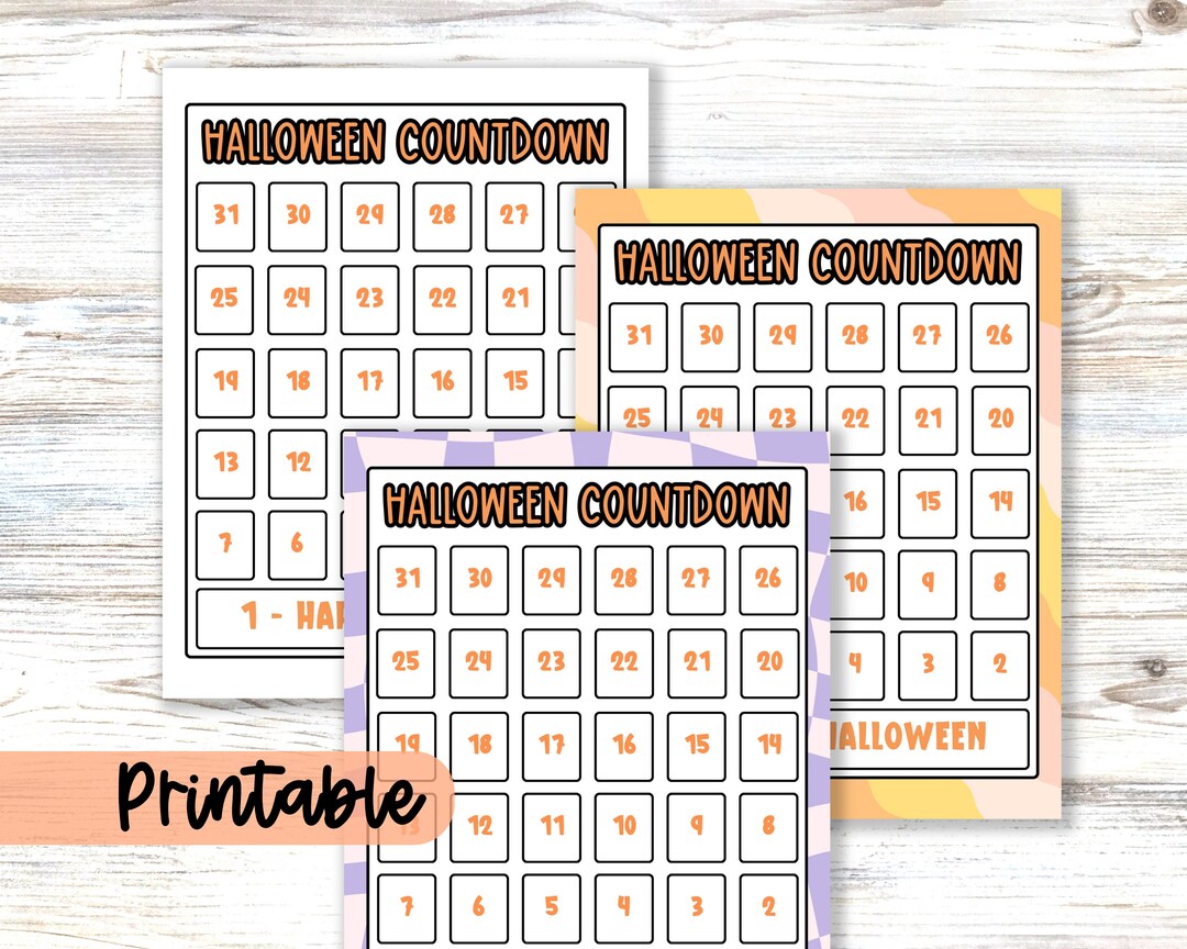 Halloween Countdown Advent Calendar Printable, October Festivities and ...
