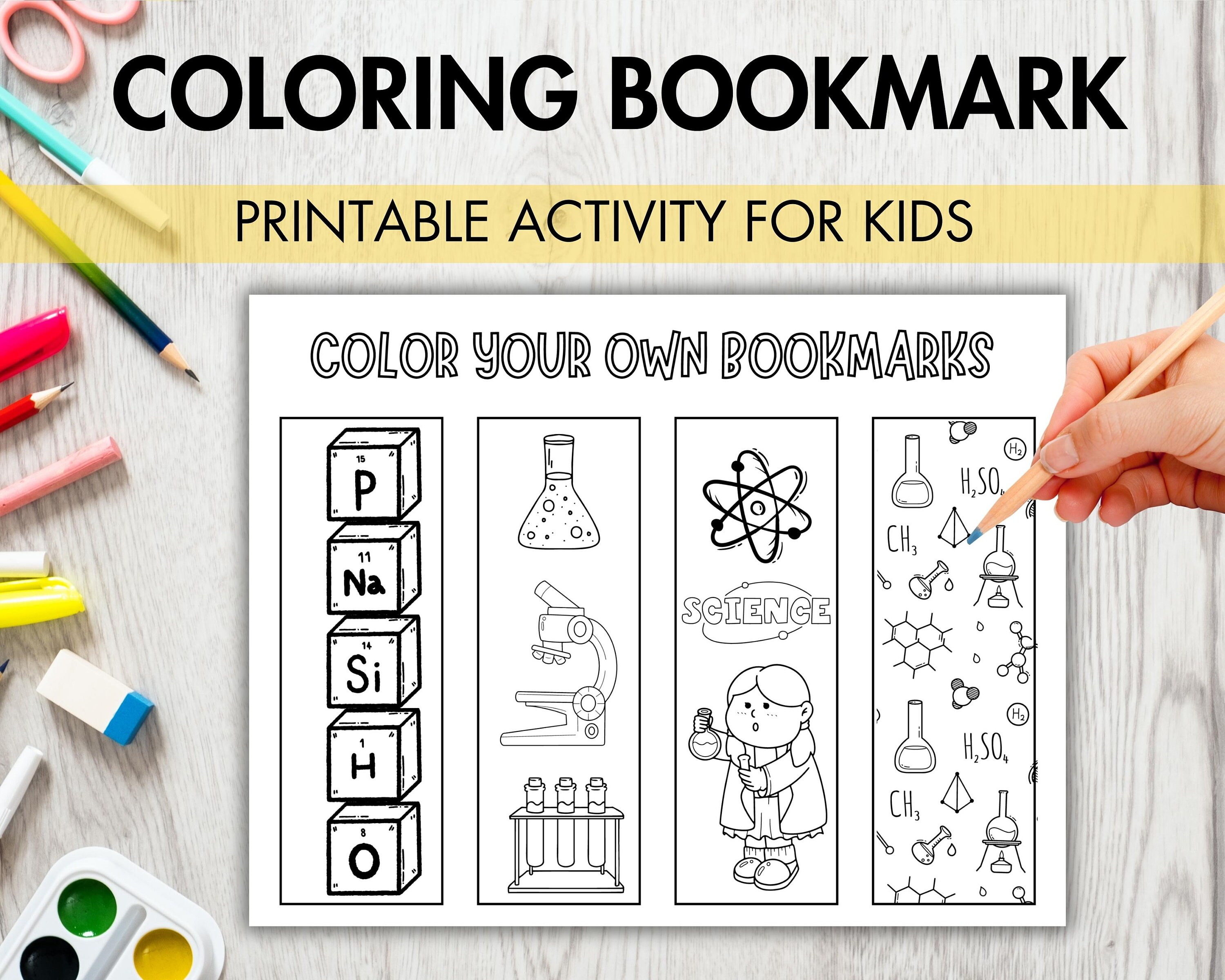 STEM Bookmark Set, Outer Space Coloring Page, Science Worksheet ...