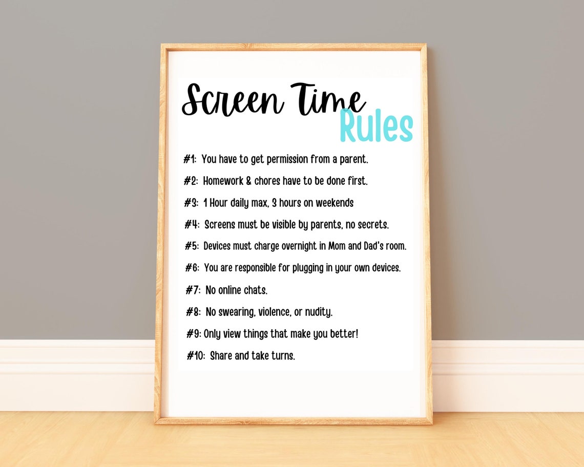 Family Rules for Screen Time. Guidelines for Kids and Teens for Online ...