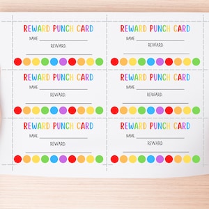 Rainbow Punch Cards Printable, Loyalty Card, Reward Sticker Chart ...