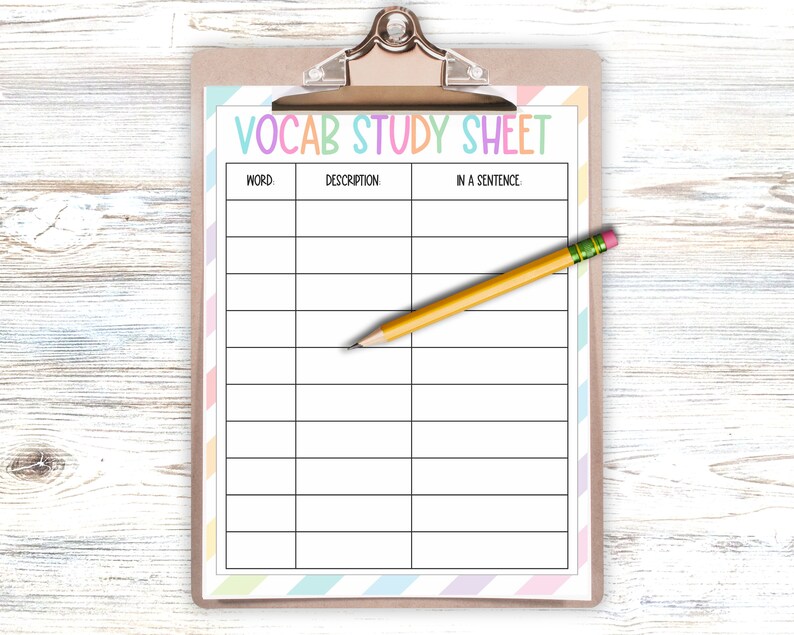 Spelling List Writing Practice Sheet, Bundle With Vocabulary Practice ...