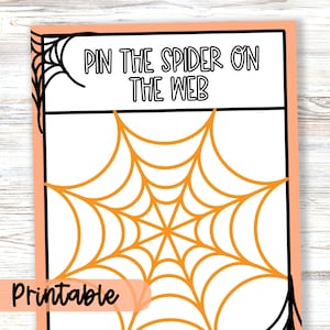 Halloween Party Pin the Tail Game for Kids, Pin Spider on Web ...