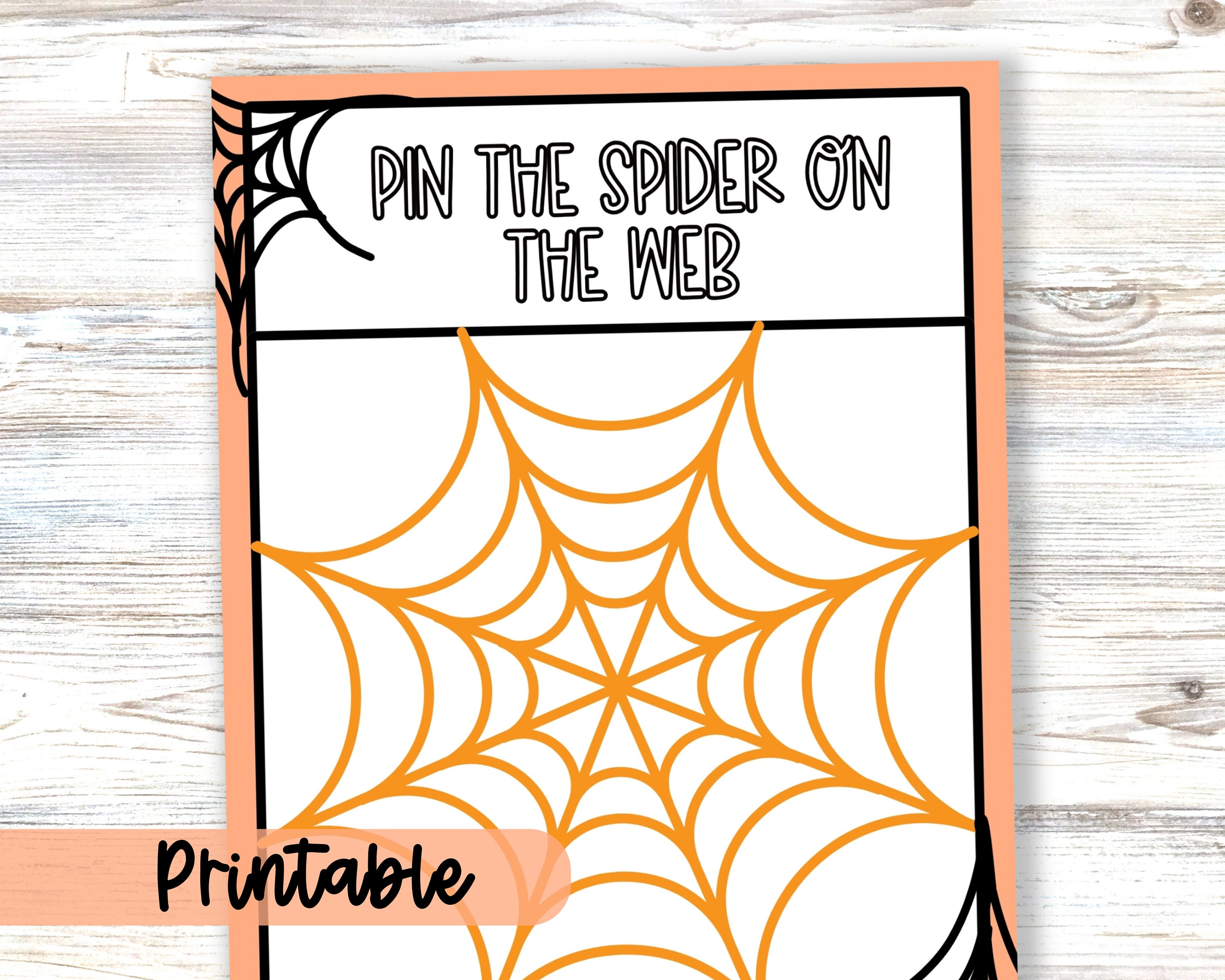 Halloween Party Pin the Tail Game for Kids, Pin Spider on Web ...