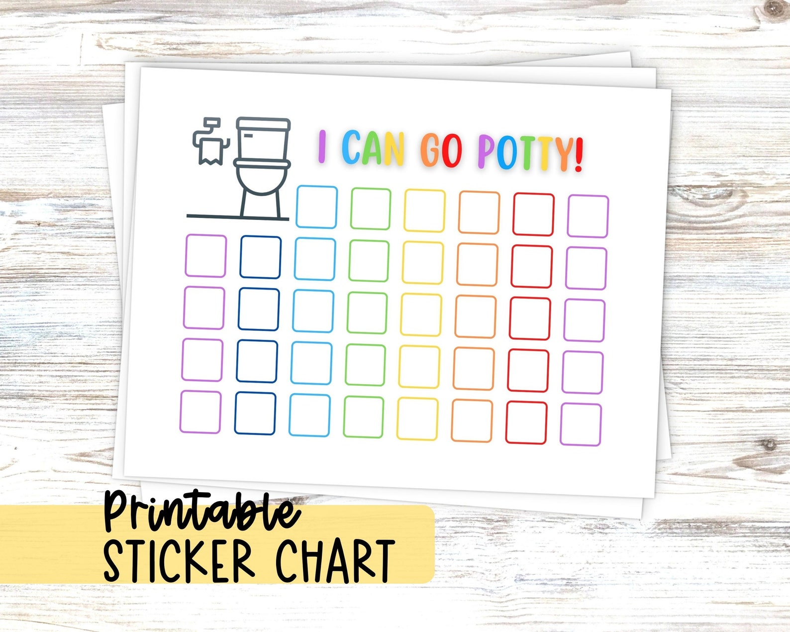 Potty Training Sticker Chart, Toddlers Rainbow Reward System, Printable ...