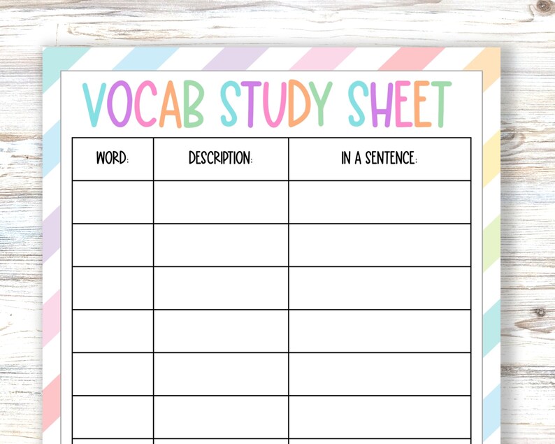Spelling List Writing Practice Sheet, Bundle With Vocabulary Practice ...