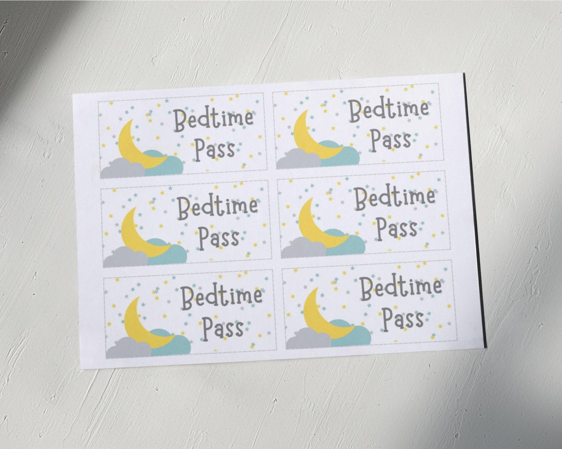 Bedtime Pass for Sleep Training Toddlers Printable Get Out of Bed ...