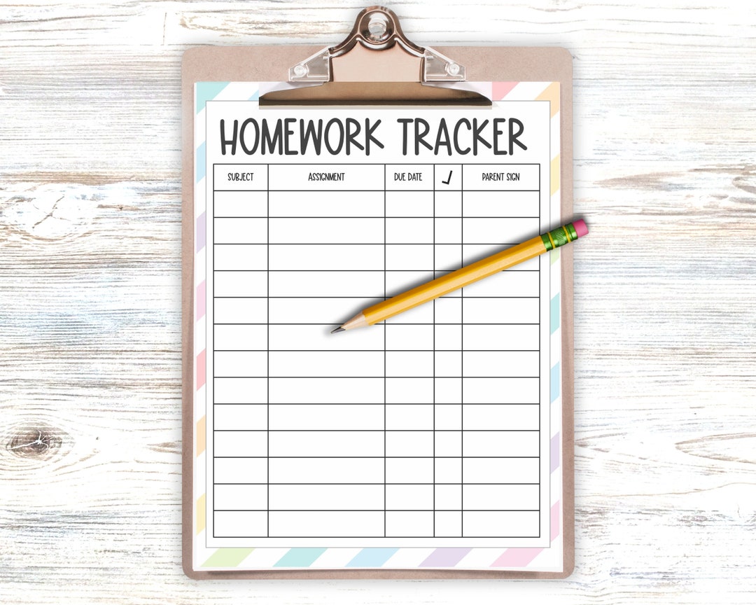 Homework Tracker, Assignment Due Date Log, Homework To-do Checklist ...