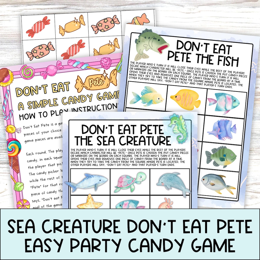 Fish Party Games, Don't Eat Pete the Sea Creature, the Fish and Pin the ...