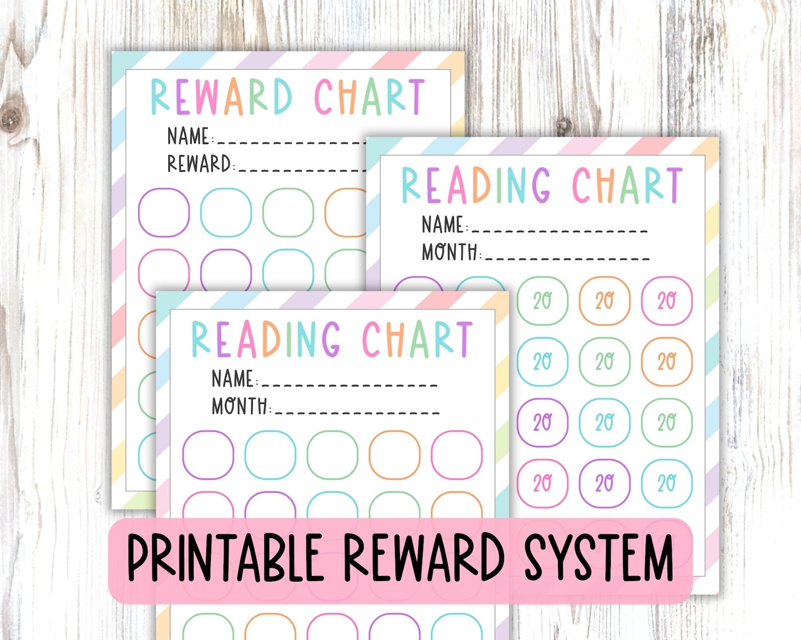 School Reading Log, Reading Reward Chart, 20 Minute Daily Homework ...