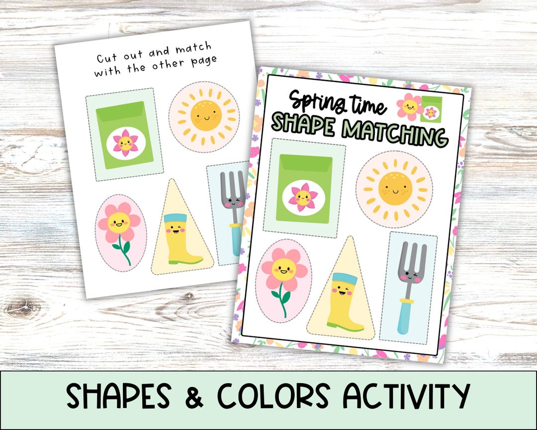 Spring Matching Game for Preschool Learning Shape Cut-outs and Color ...