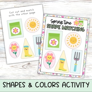 Spring Matching Game for Preschool Learning Shape Cut-outs and Color ...