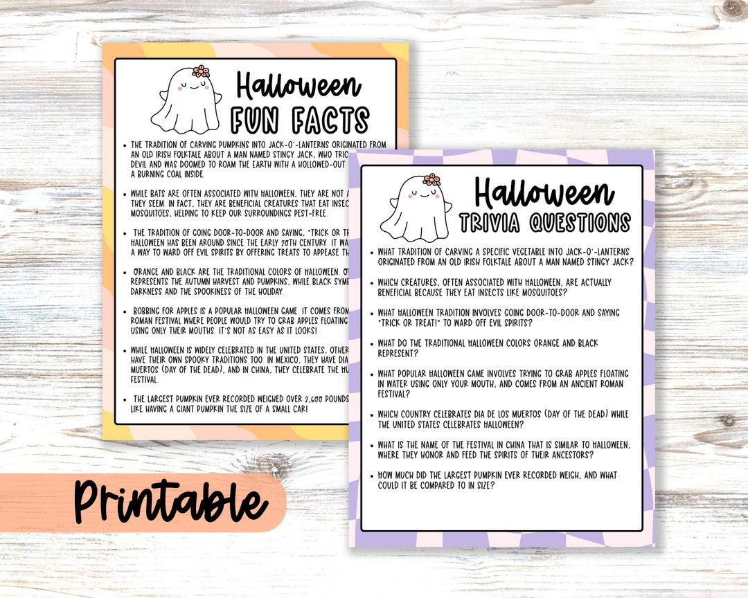 Halloween Party Games Printable - Fun Facts & Trivia Questions Bundle ...